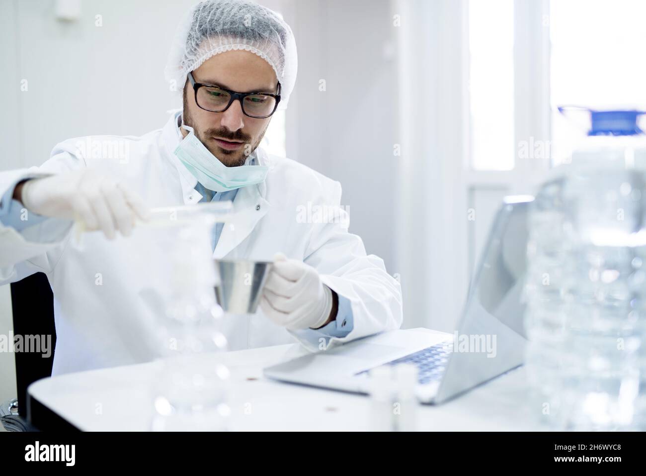 Lab Technician Doing Chemical Analysis Testing Chemical Composition Of