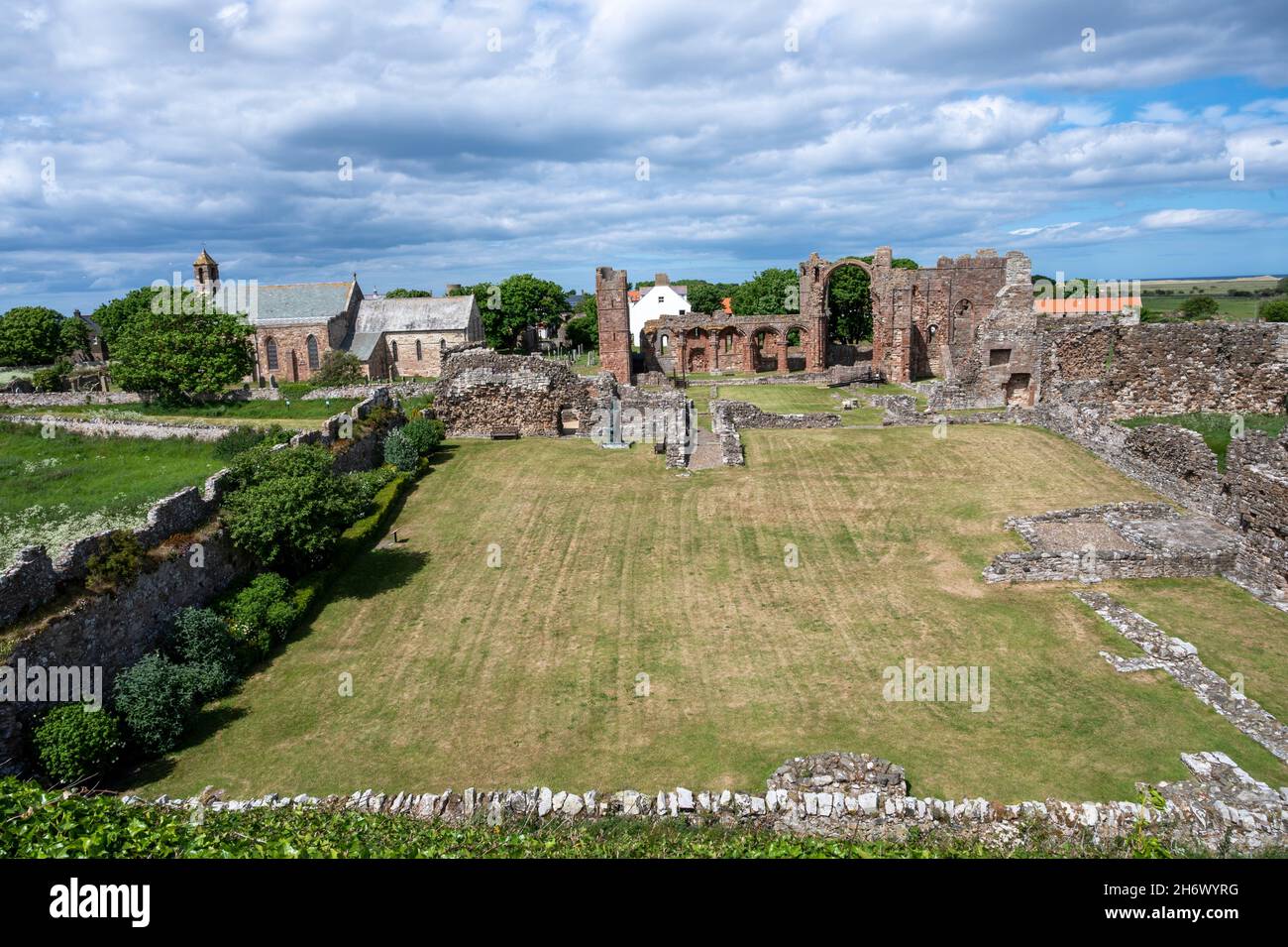 Magnificent ruins of Lindisfarne Priory, Holy Island, built in the ...