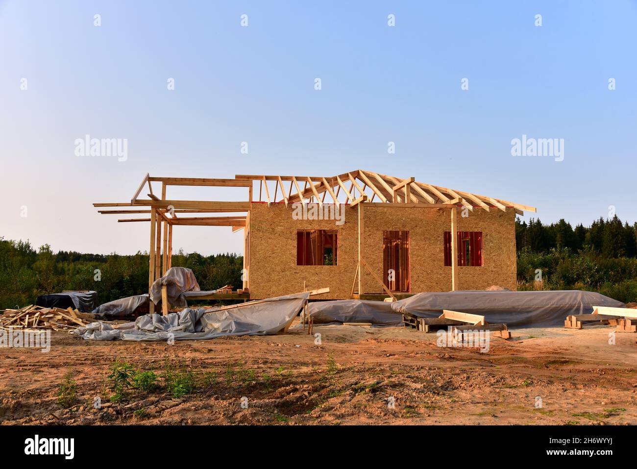 Construction wooden house of Structural Insulated Panels (SIPs) turnkey ...