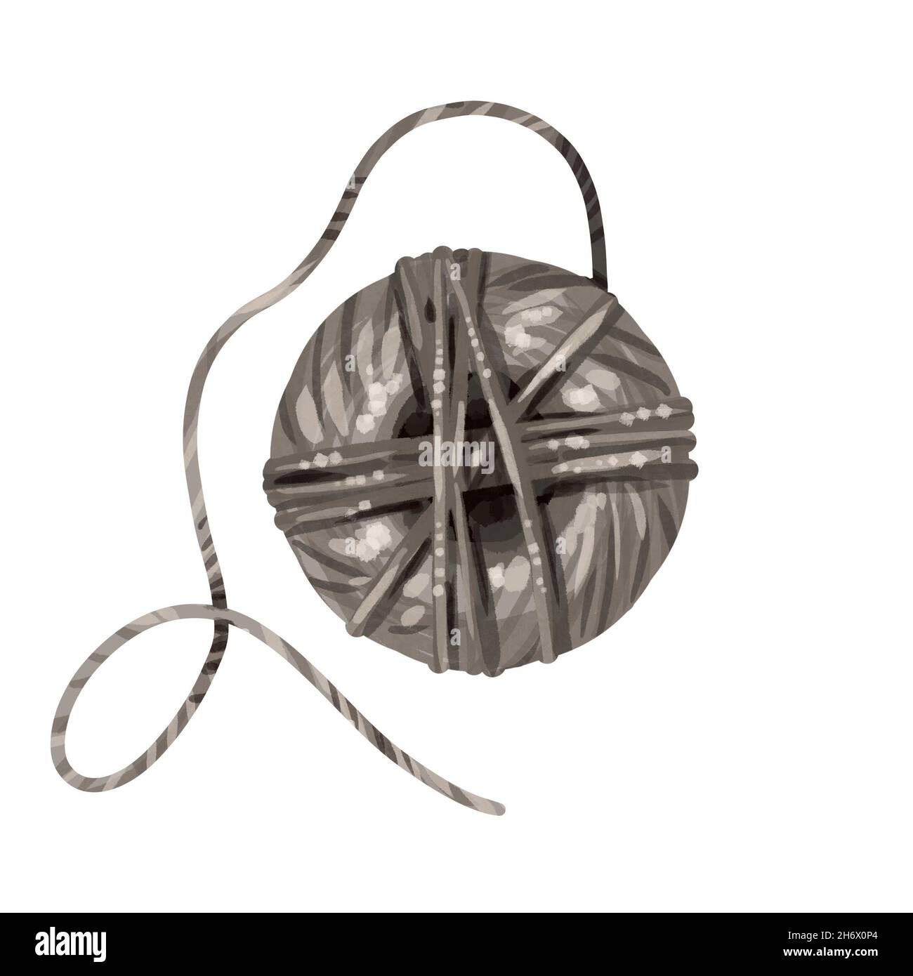 watercolor thread coil. a coil of rope gray. object for sewing and DIY ...