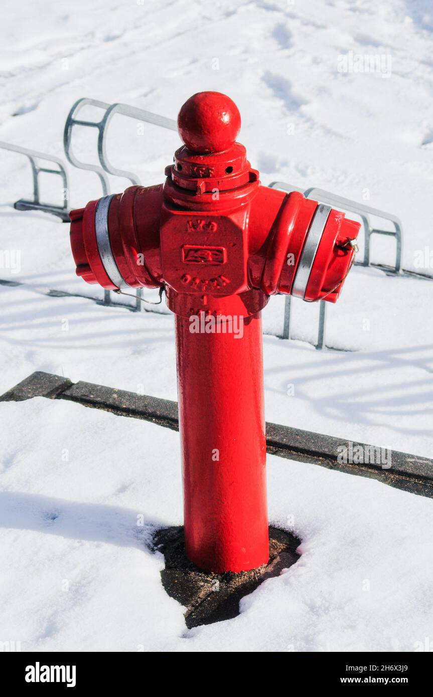 Vertical shot of a fire hydrant in a snowy area Stock Photo - Alamy