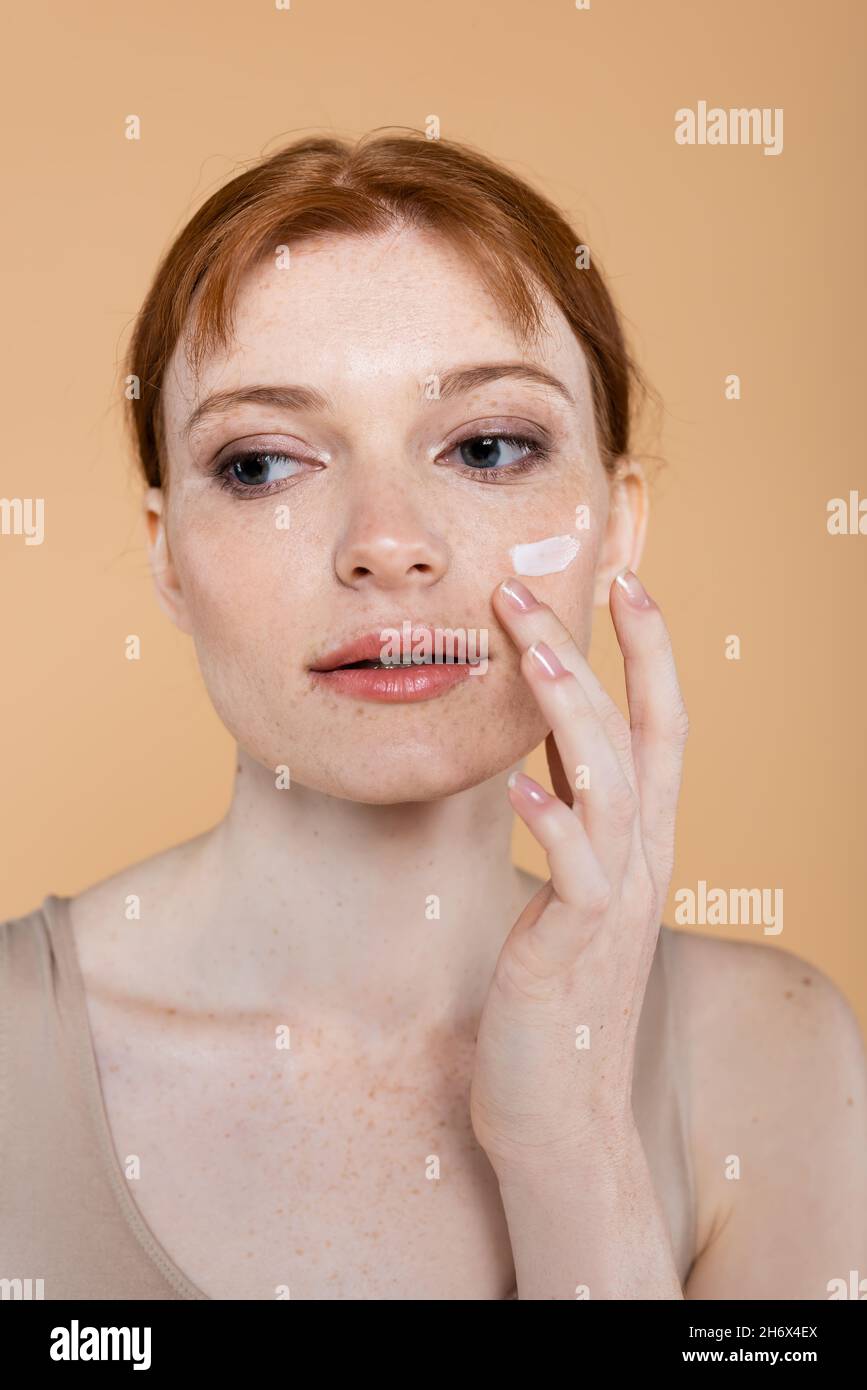 Portrait happy woman apply hi-res stock photography and images - Alamy