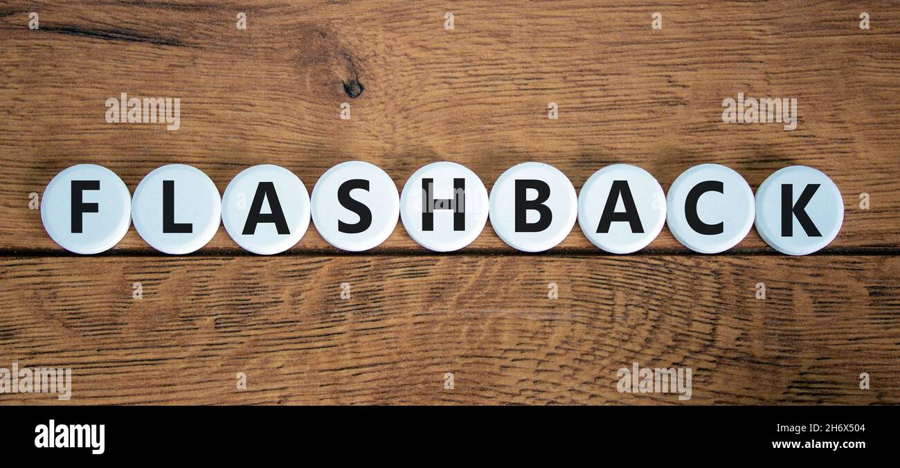 Flashback symbol. The concept word Flashback on white circles ...
