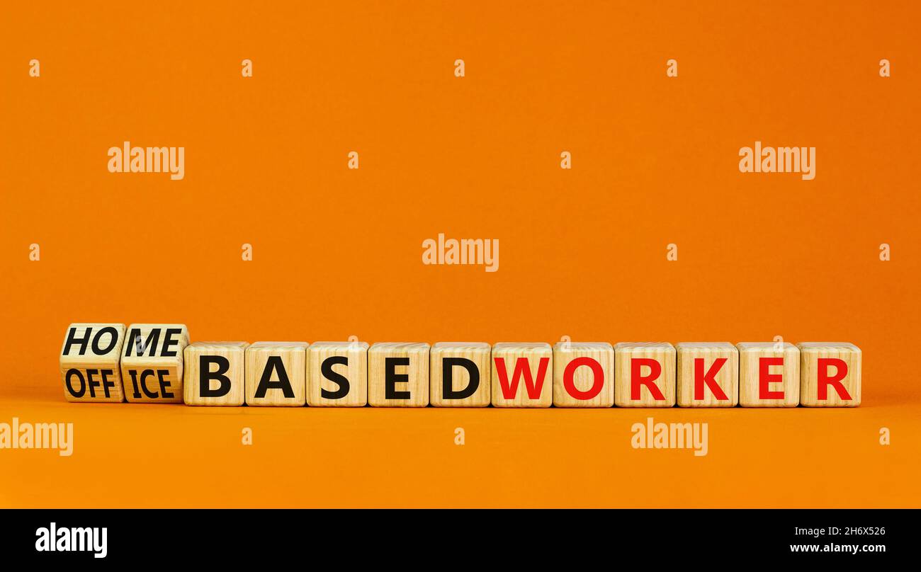 Home or office based worker symbol. Turned cubes and changed words ...