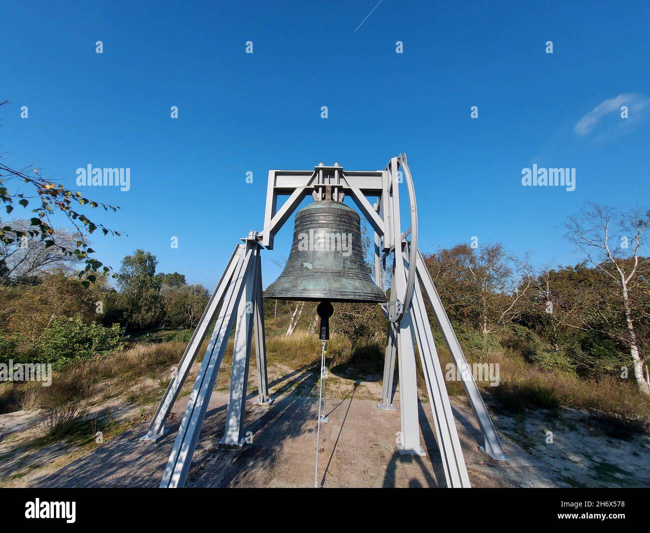 Steel bourdon clock as a large bell at the memorial site ...