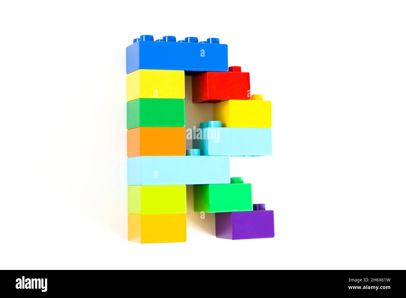 Colorful toy brick letter R isolated on the white background Stock ...