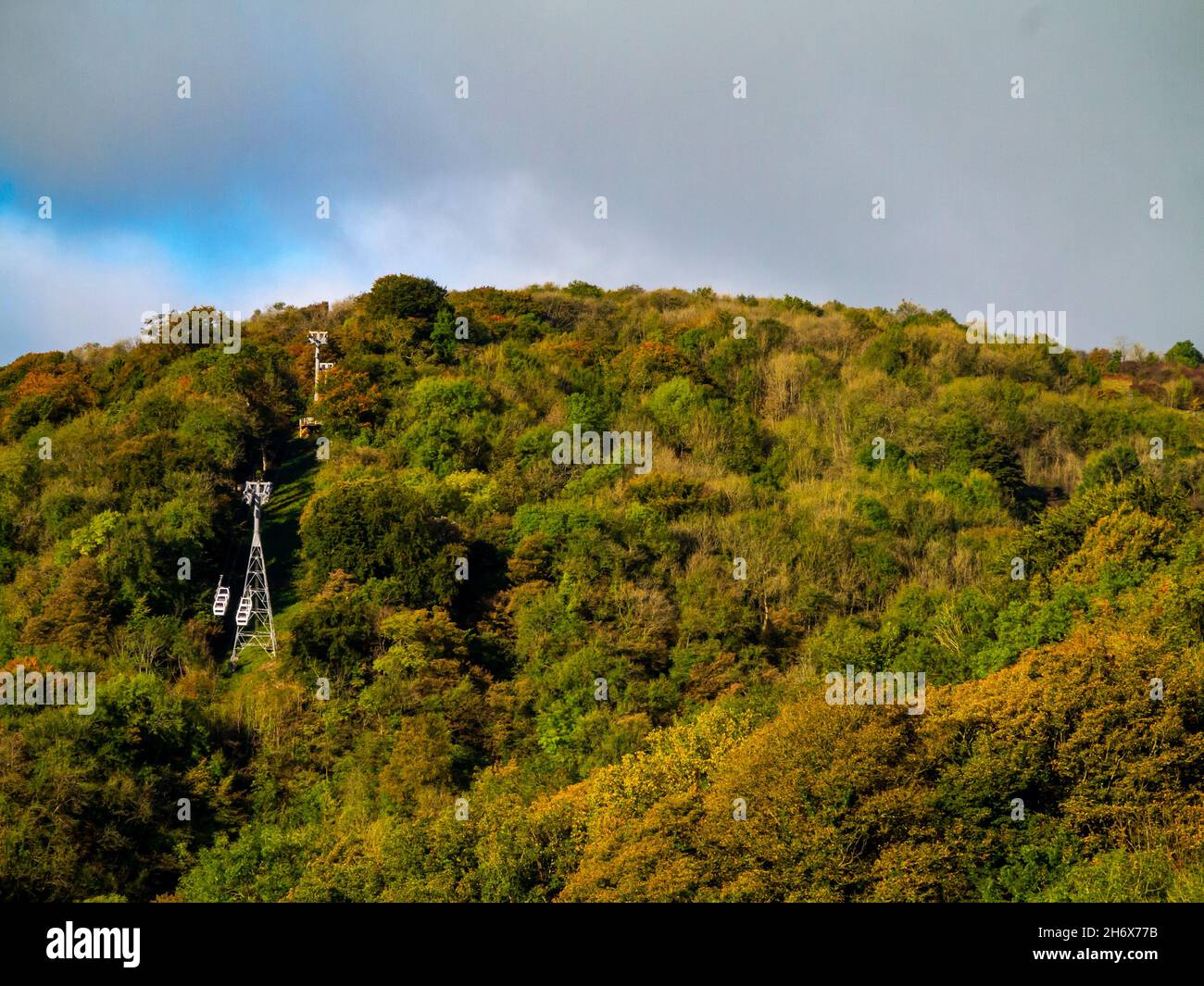 Autumn view of Masson Hill in Matlock Bath in the Derbyshire Dales area ...