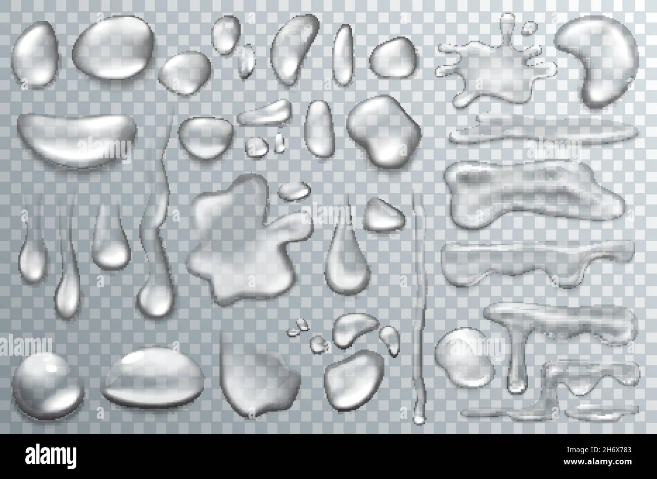 Water drop set, liquid transparent droplet vector illustration set. 3d ...