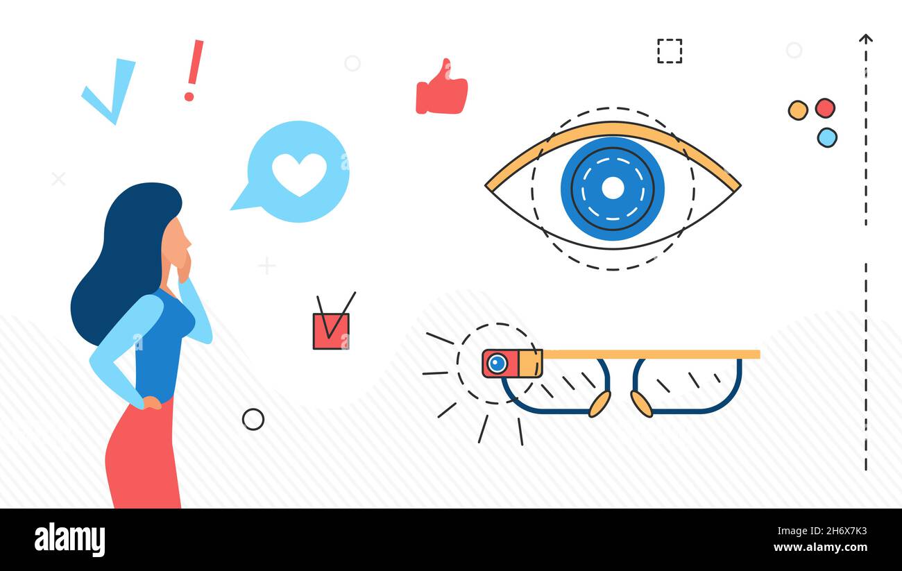 Artificial vision technology and video streaming systems. Businesswoman ...