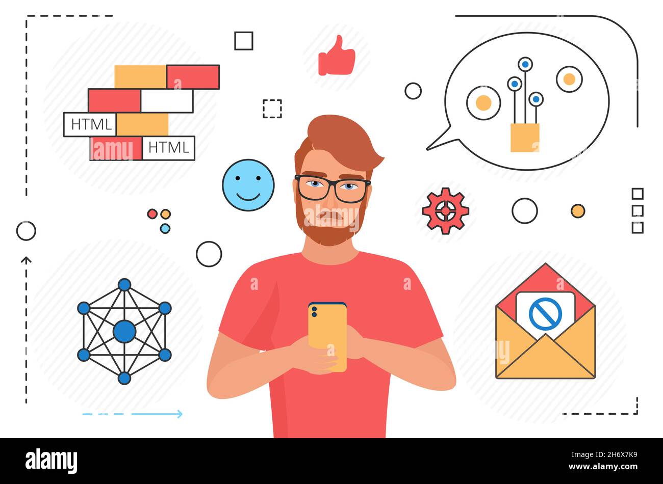 Flat style vector illustration of cartoon professional male Web ...