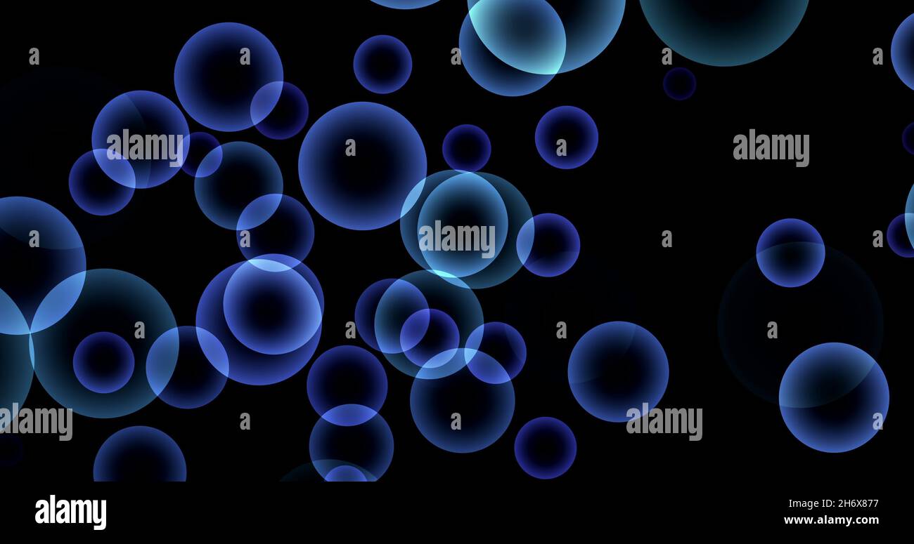 soap bubbles isolated on black background, seamless loop 4k 3d render ...