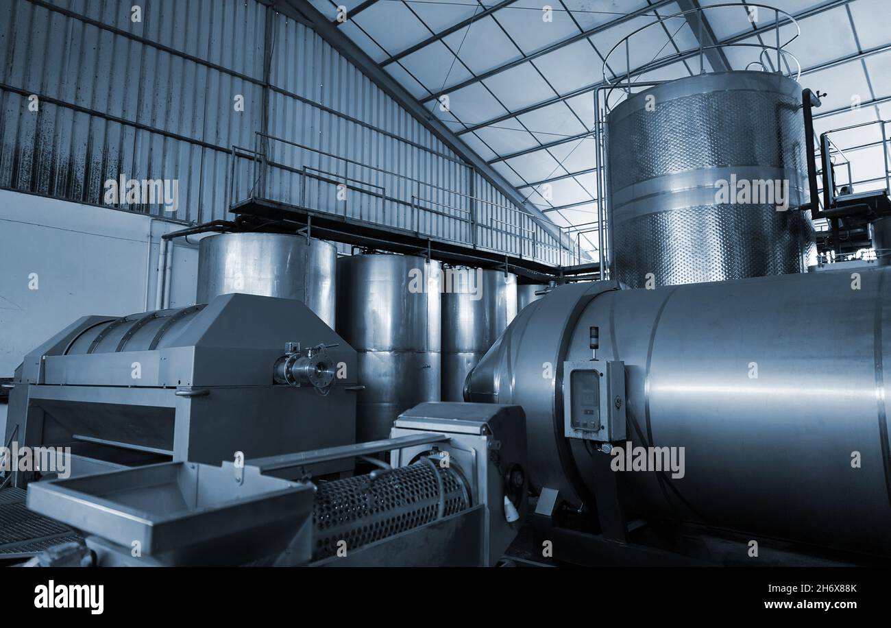 Modern wine factory interior with reservoirs Stock Photo - Alamy