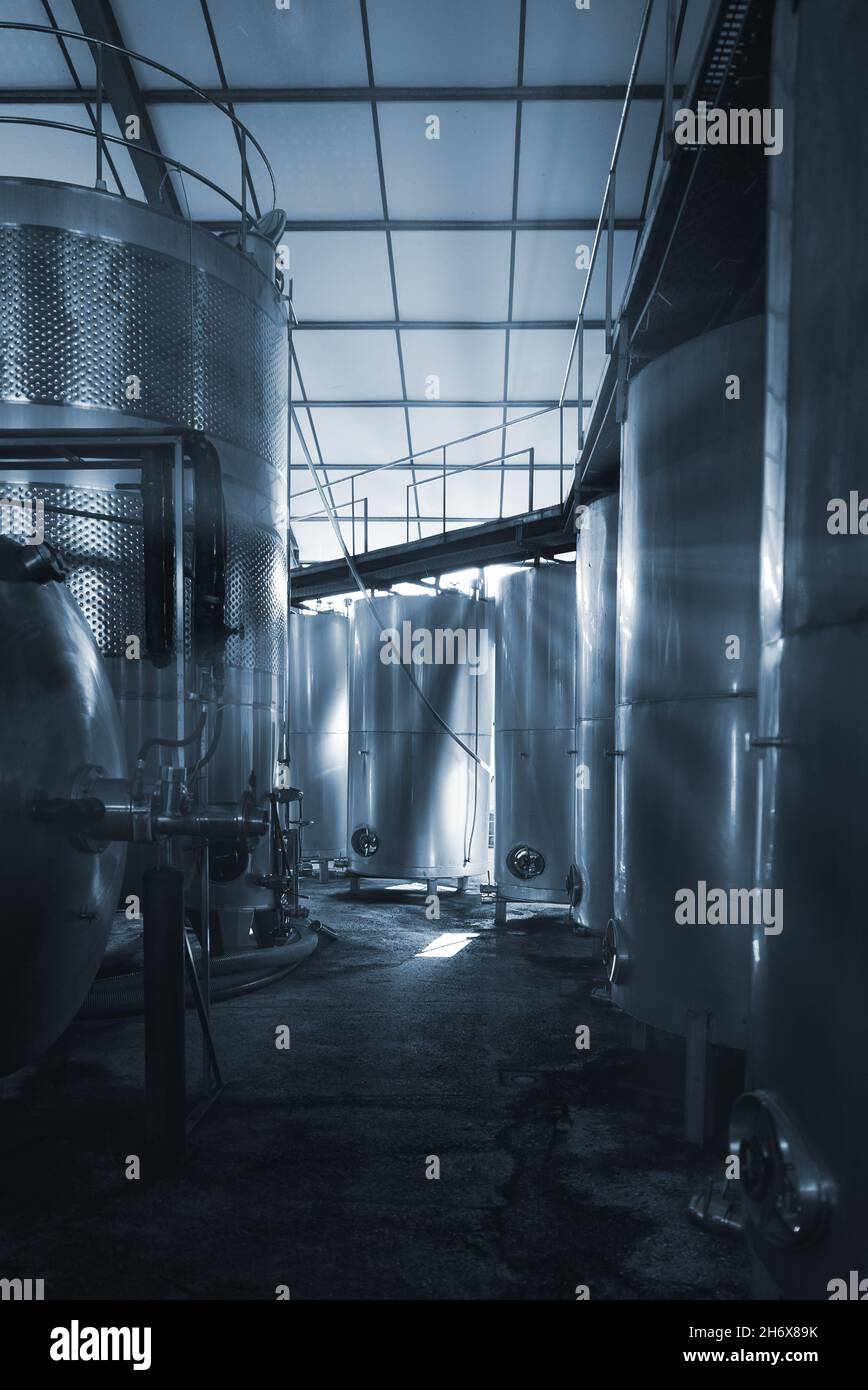 Modern wine factory interior with reservoirs Stock Photo - Alamy