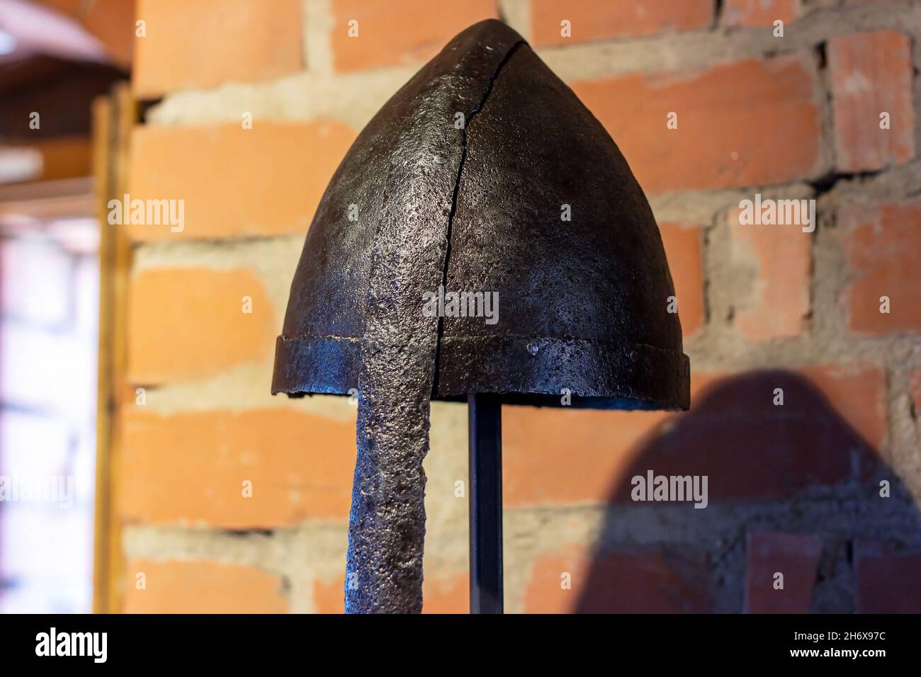 Old historical medieval iron knight helmet armor for ancient warriors ...