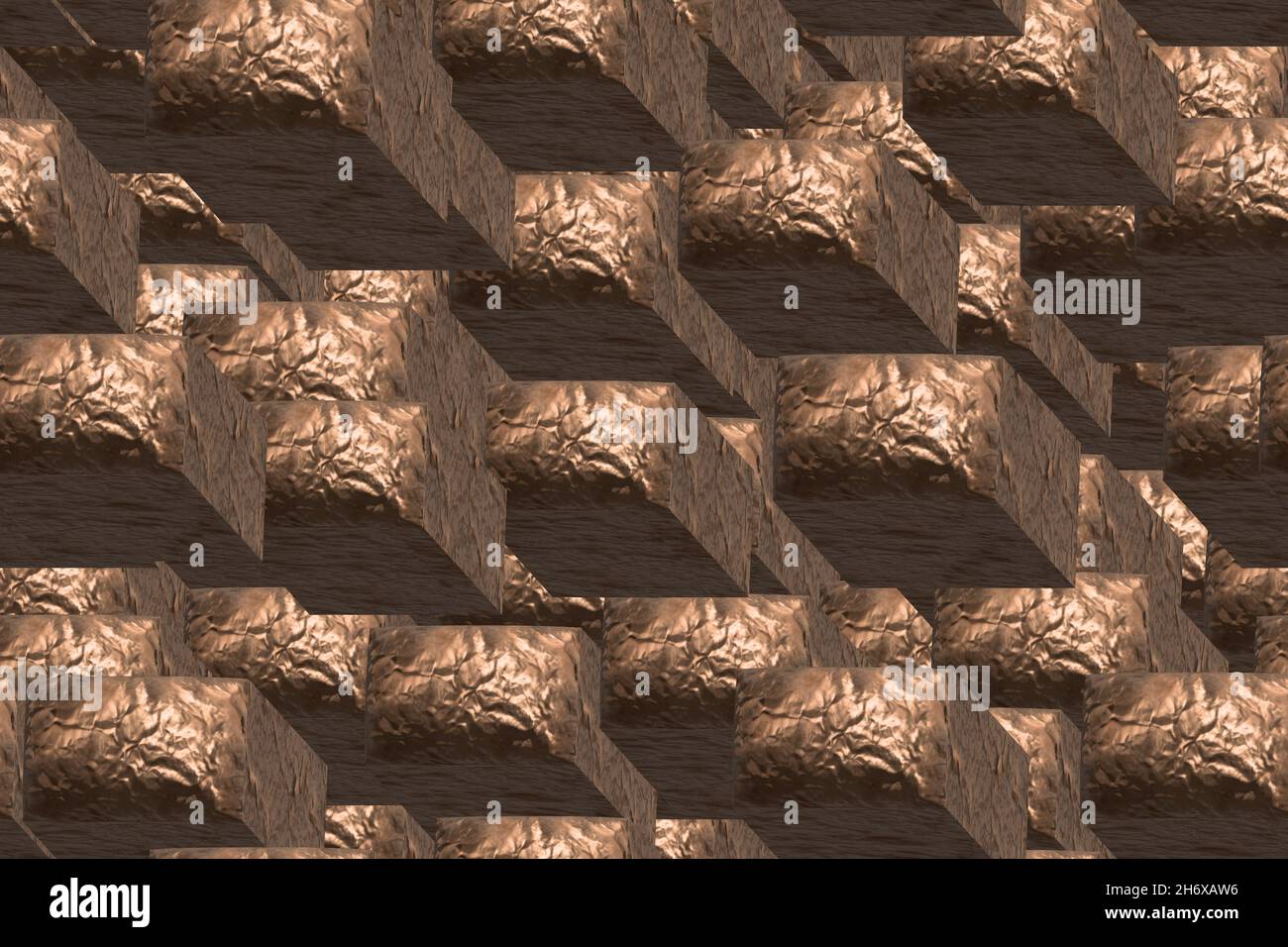 Cooper Foil Cubes Seamless Pattern, 3D Background Illustration Stock ...