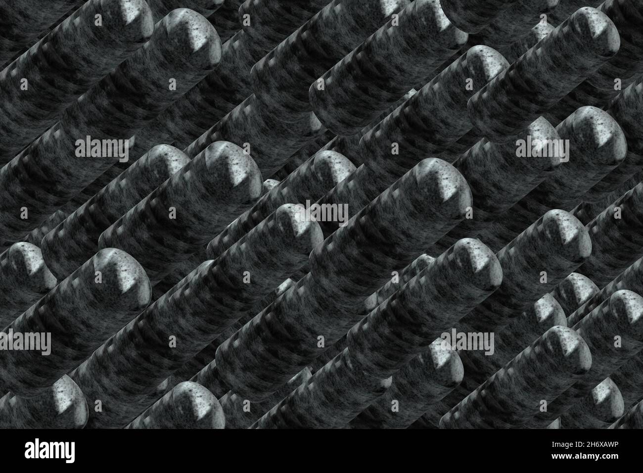 Metal Cylinders Seamless Pattern, 3D Background Illustration Stock ...