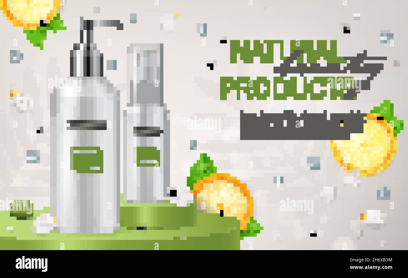 Banner of Natural Cosmetics with fruits, realistic vector illustration ...