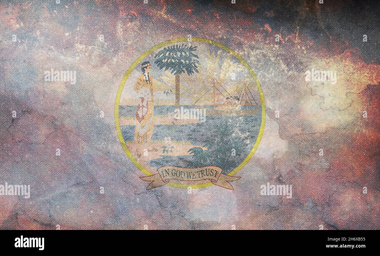 Top view of Florida 1868 1900 , USA flag, no flagpole. Plane design ...