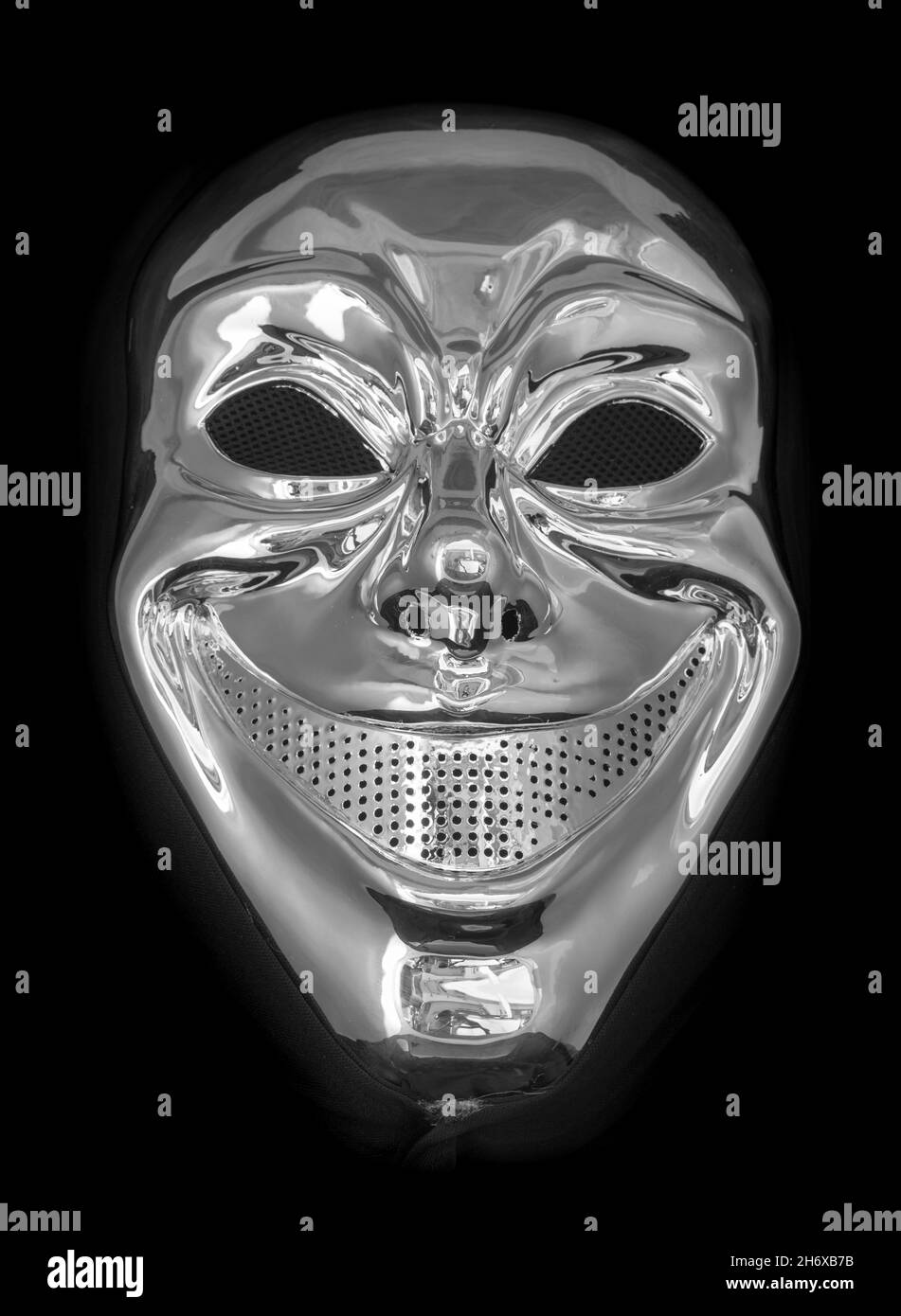 Metallic Silver Ghost Mask Isolated Against Black Background Stock ...