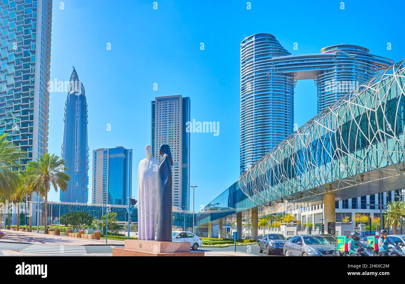 DUBAI, UAE - MARCH 3, 2020: The Arabic Couple statue "Together" on ...