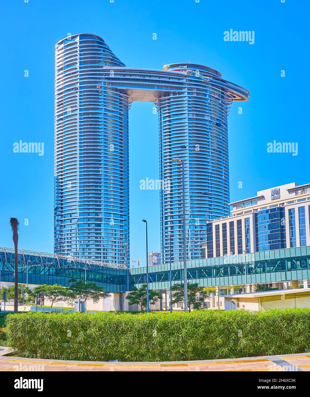 DUBAI, UAE - MARCH 3, 2020: Address Sky View of Dubai Downtown is one ...