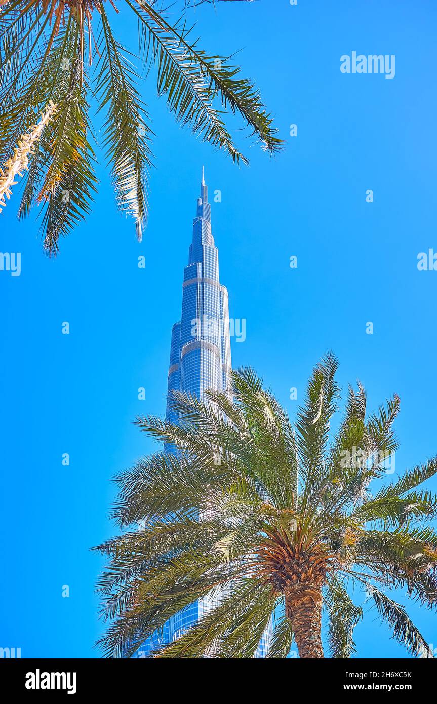 DUBAI, UAE - MARCH 3, 2020: The view on the higher levels of Burj ...