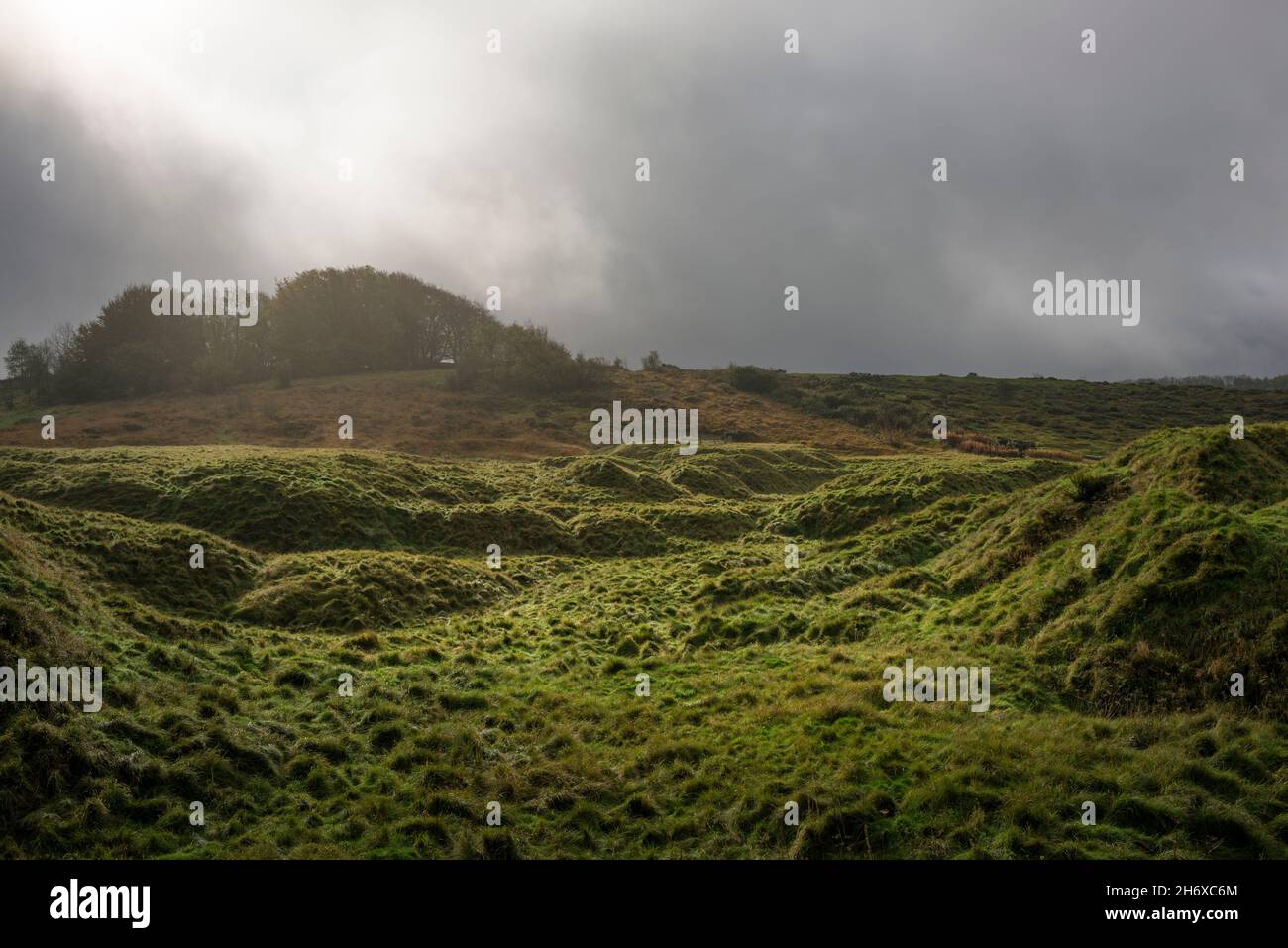 The old mining landscape at Ubley Warren Nature Reserve in the Mendip ...