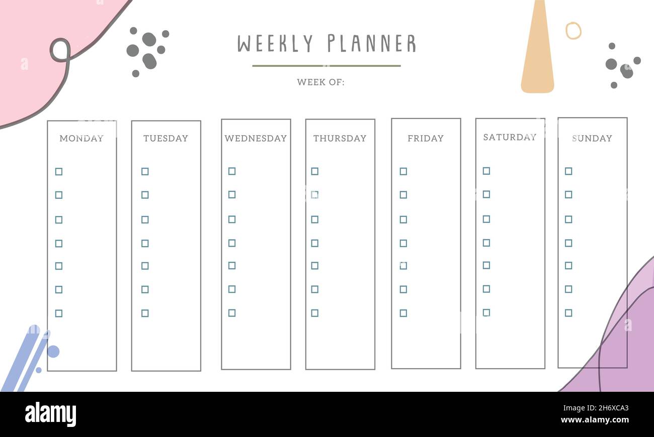 Weekly planner with abstract pattern design, vector. Modern design with ...