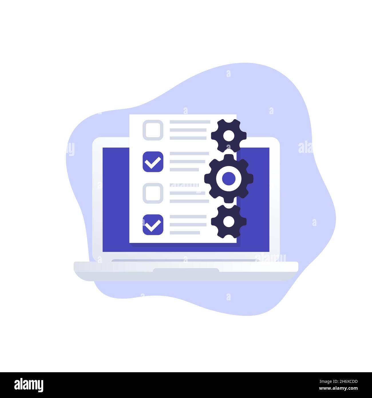 check list with gears, planning software icon Stock Vector Image & Art ...