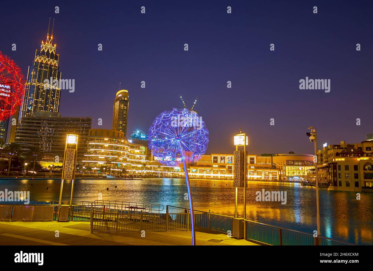 DUBAI, UAE - MARCH 3, 2020: The scenic view on glowing colorful ...