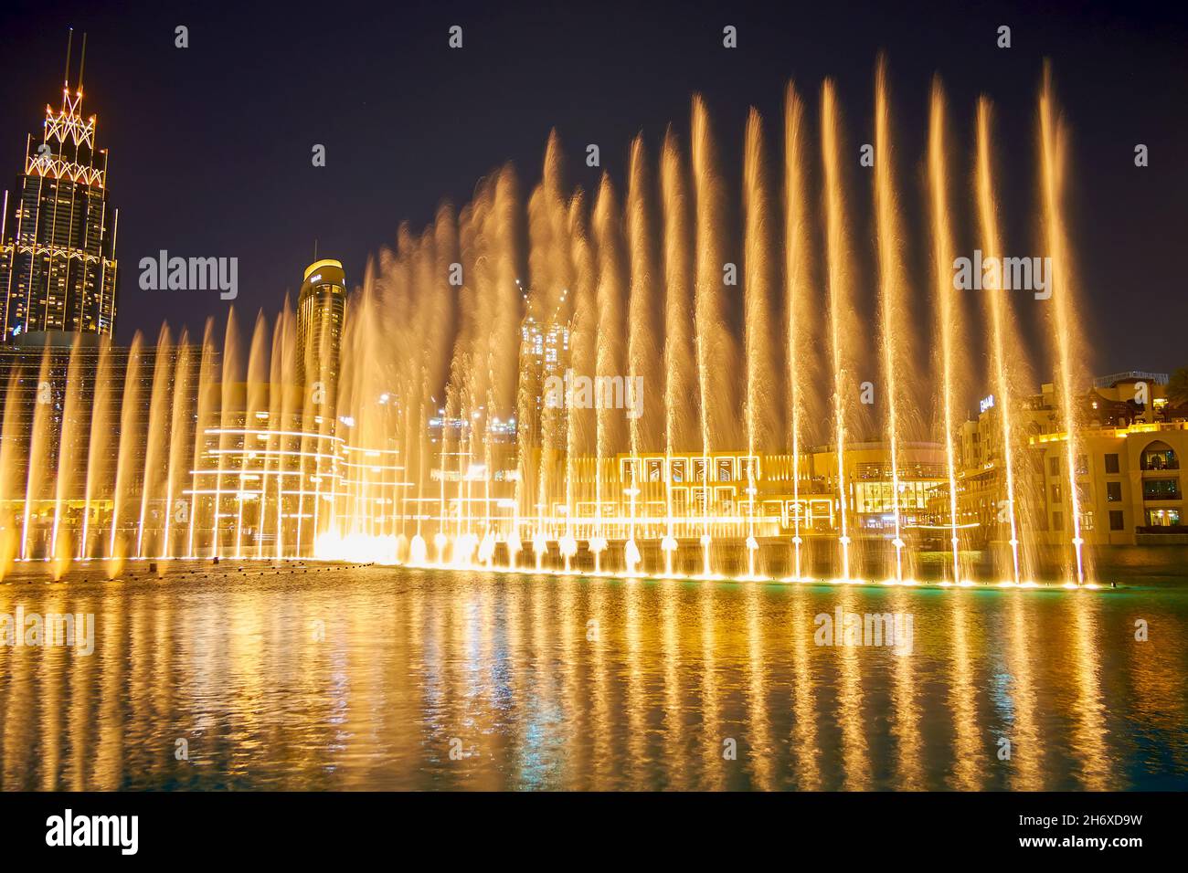 DUBAI, UAE - MARCH 3, 2020: Dubai's evening Fountain Show is a world's ...