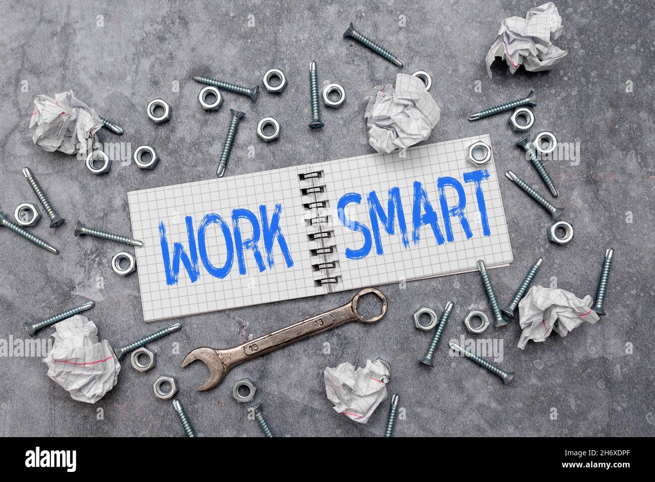 Text caption presenting Work Smart. Business showcase figuring out in ...