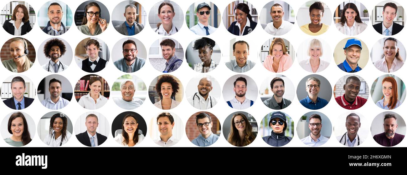 People Headshot Face Collage. Diverse Avatar Portraits Stock Photo - Alamy