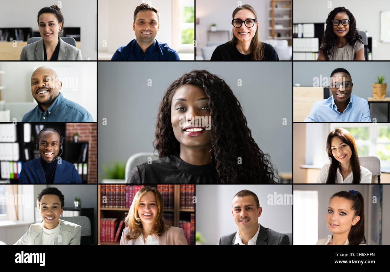 Online Webinar Video Conference Meeting Call. Group Conferencing Stock ...