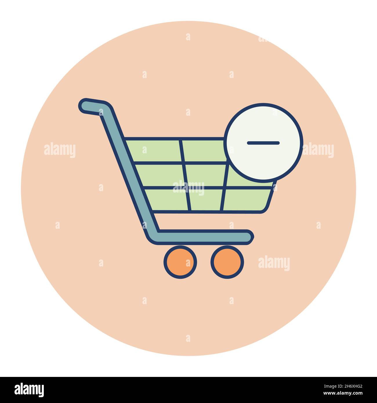 Shopping cart flat icon with minus. Remove from cart. E-commerce sign ...