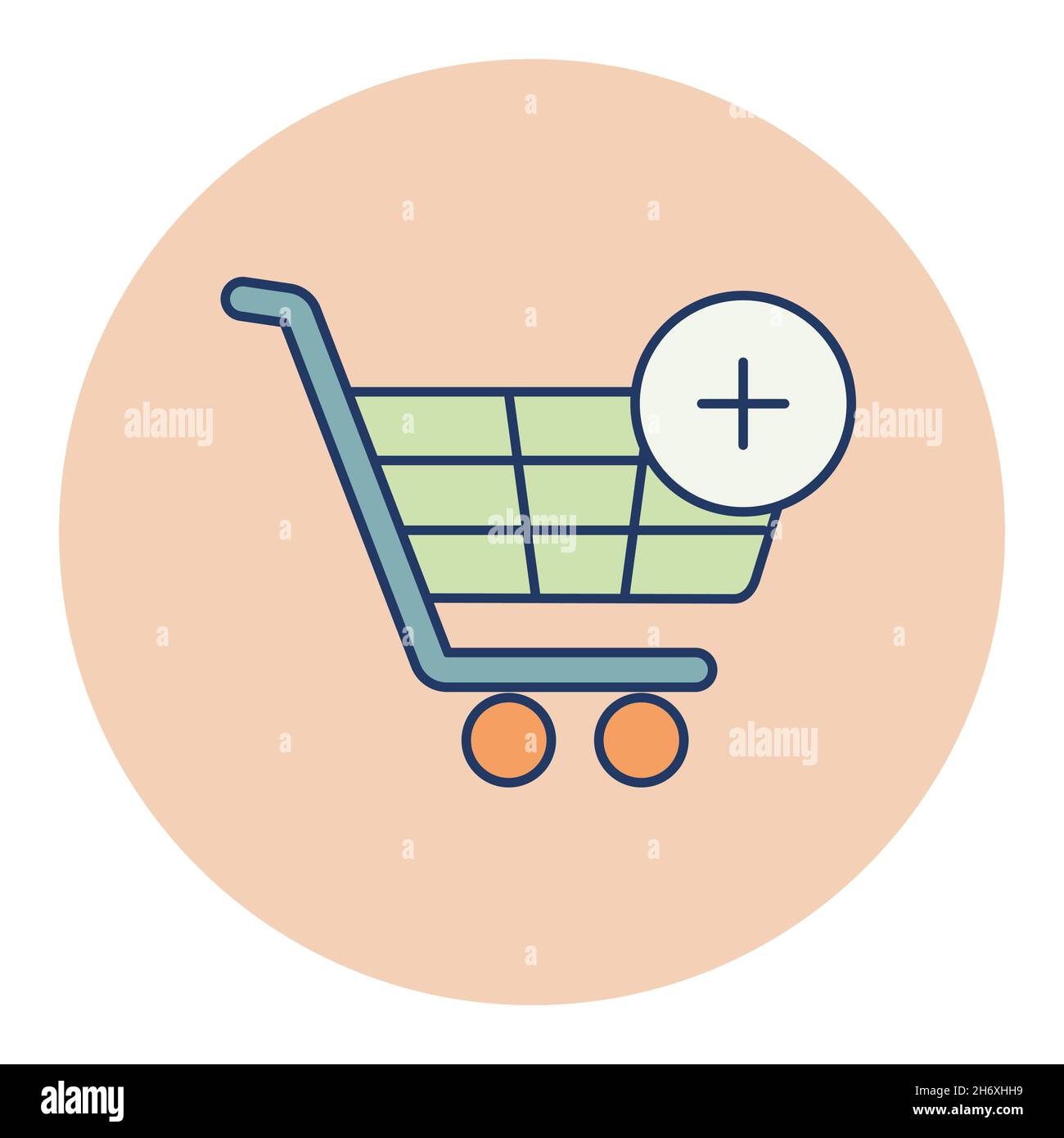 Shopping cart flat icon with plus. Add from cart. E-commerce sign ...