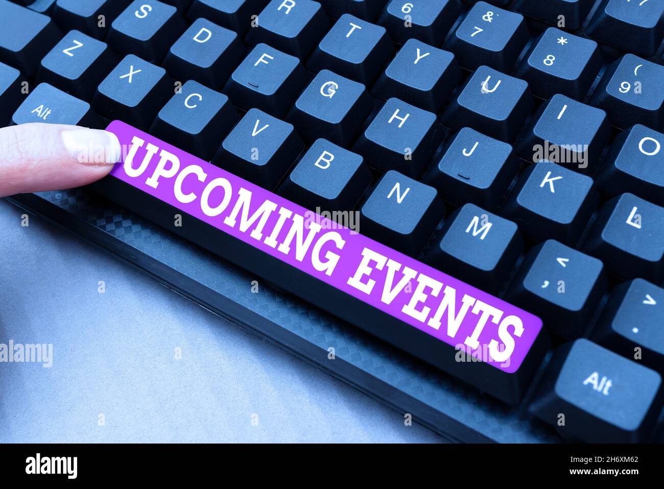 Text caption presenting Upcoming Events. Word Written on thing that ...