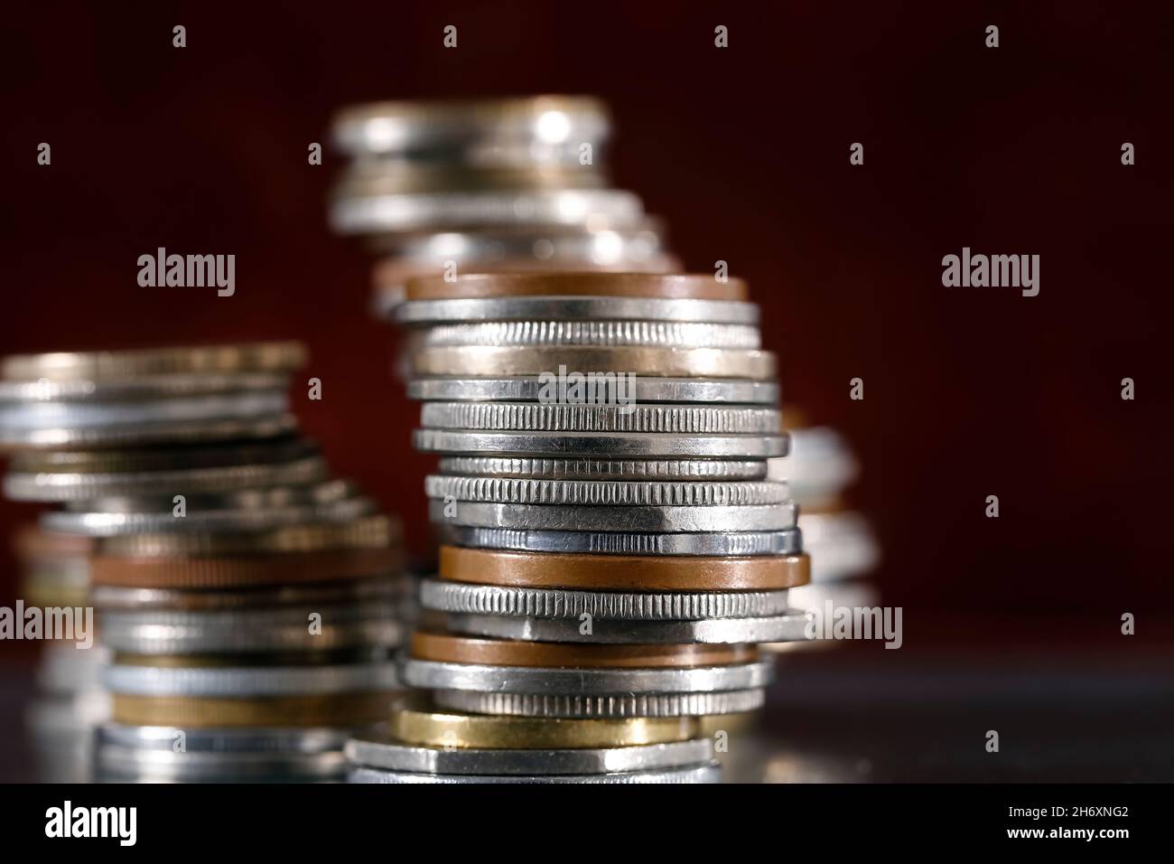 Money, in this case group of various coins, shows instability and ...