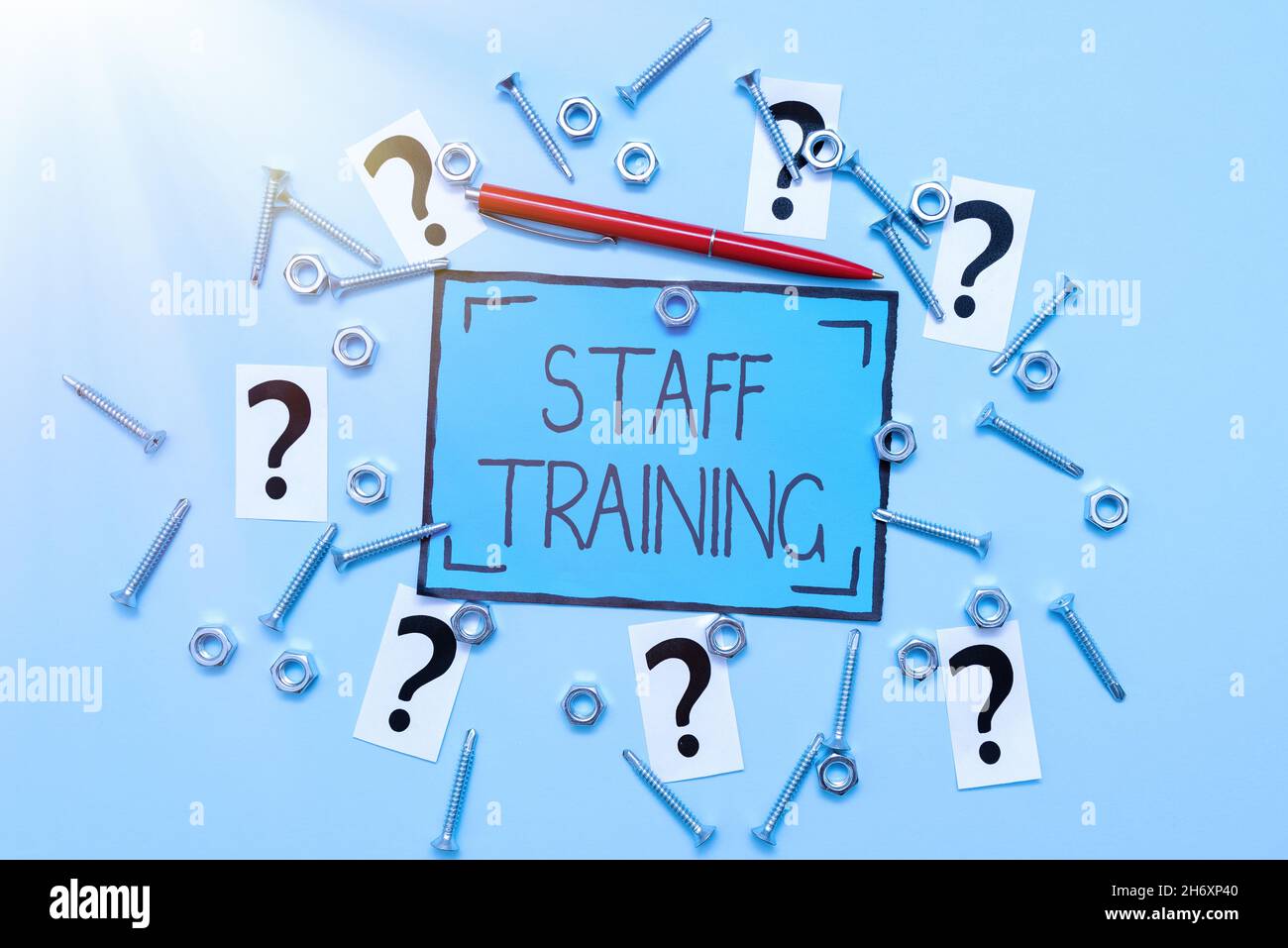 Hand writing sign Staff Training. Internet Concept learn specific ...