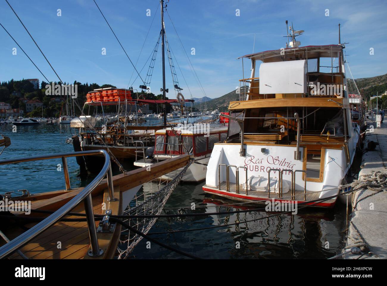 Boats, ships and yachts moored in Luka Gruz harbour, Dubrovnik, Croatia ...