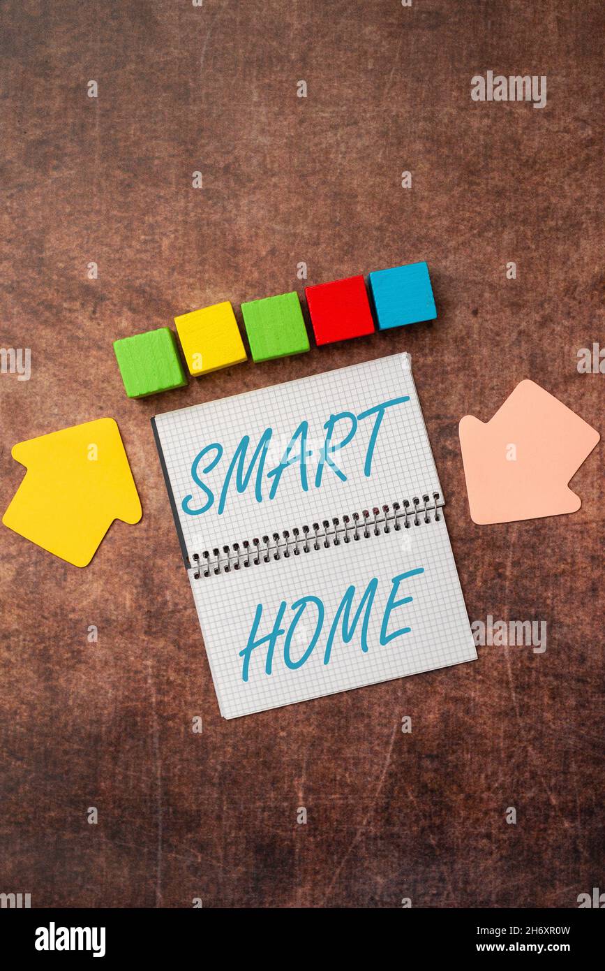 Hand writing sign Smart Home. Concept meaning automation system control ...