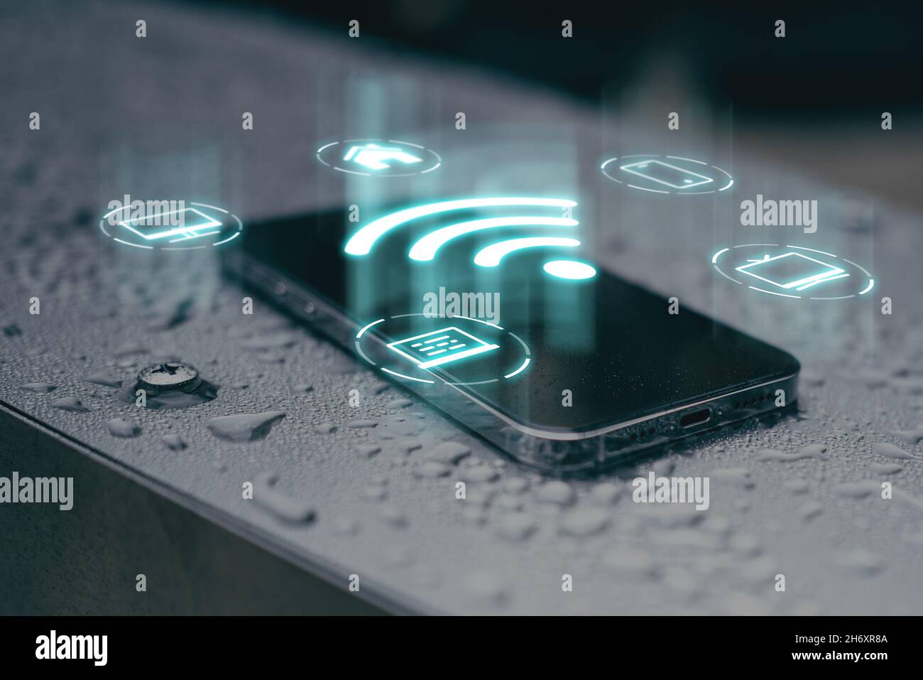 The concept of sharing the Internet via wifi via smartphone ...