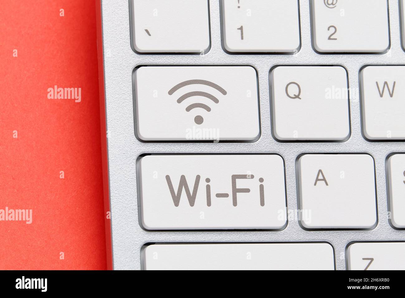 Wi-Fi network connection concept. Keyboard with network icon Stock ...