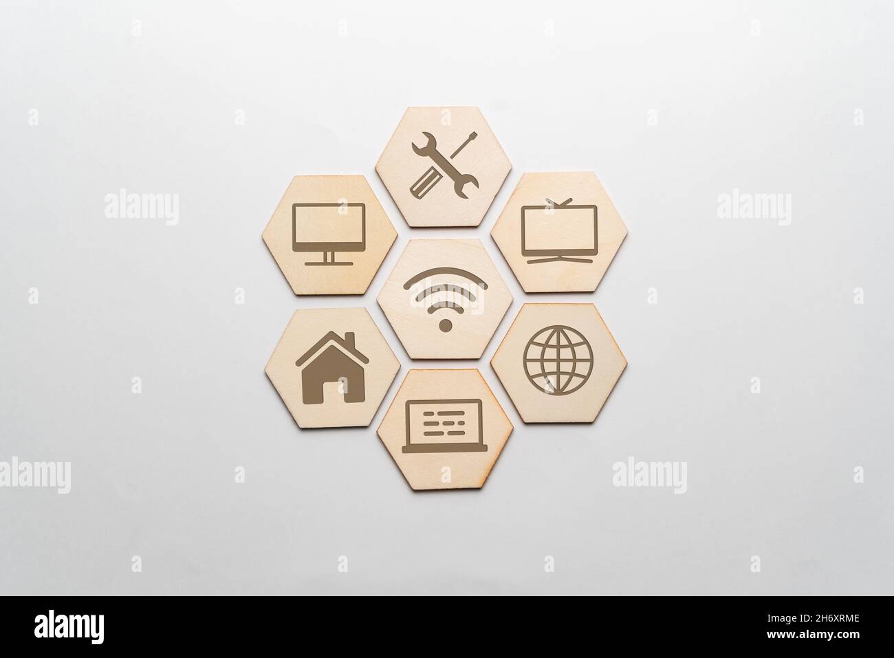 concept wifi network. Connecting devices phone, computer, smart home ...