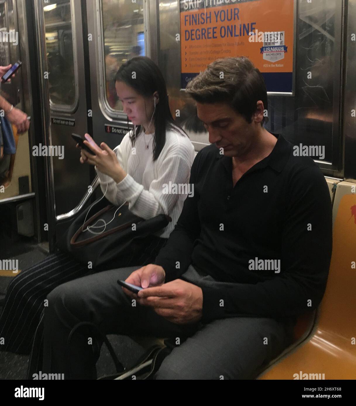 New York - NY - 10/09/19 - David Muir manspreading on the subway after ...