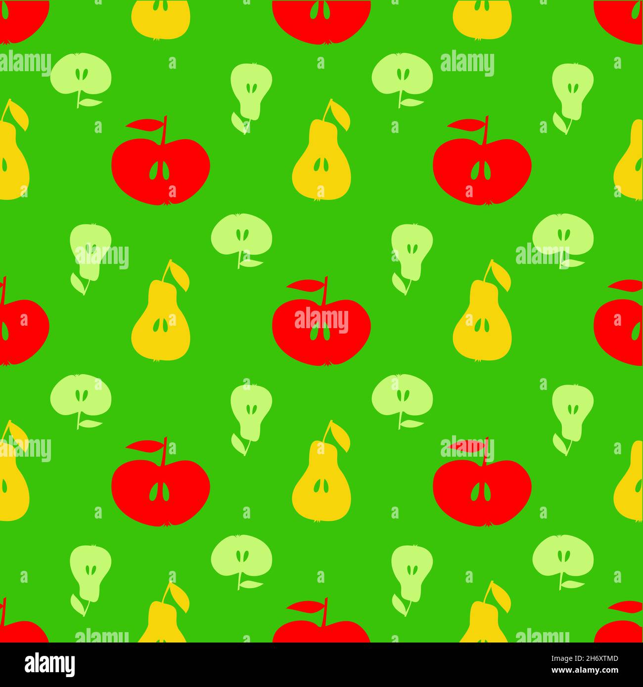 Seamless fruit pattern apple and pear, flat design Stock Vector Image ...
