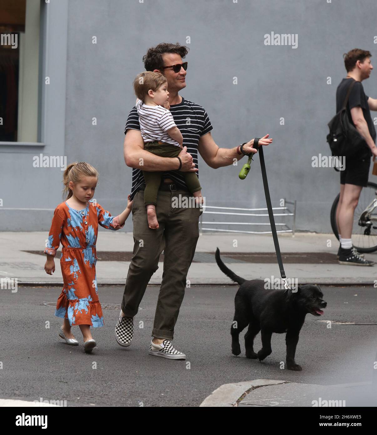 New York - NY - 06/16/2019 - Nate Berkuswalking his dog with daughter ...