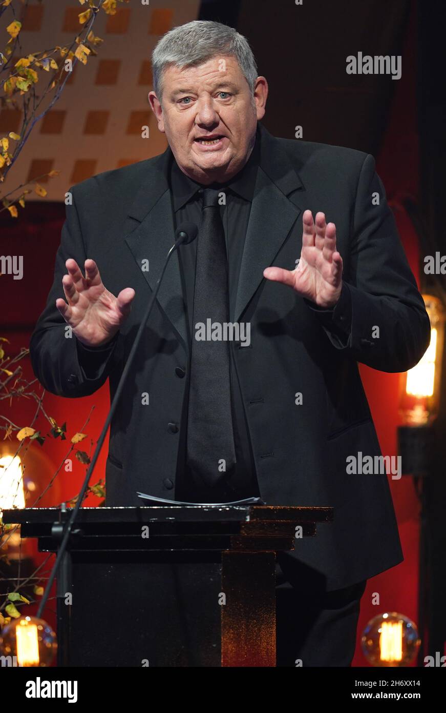 John Creedon speaking at the RTE Radio 1 Folk Awards at Vicar Street in ...