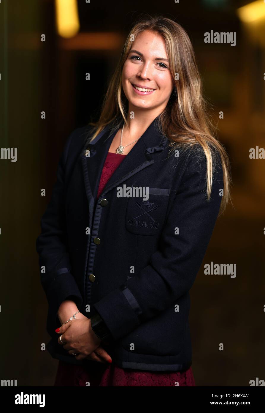 Oxford's Megan Stoker during The Boat Race 2022 Launch Event at the ...