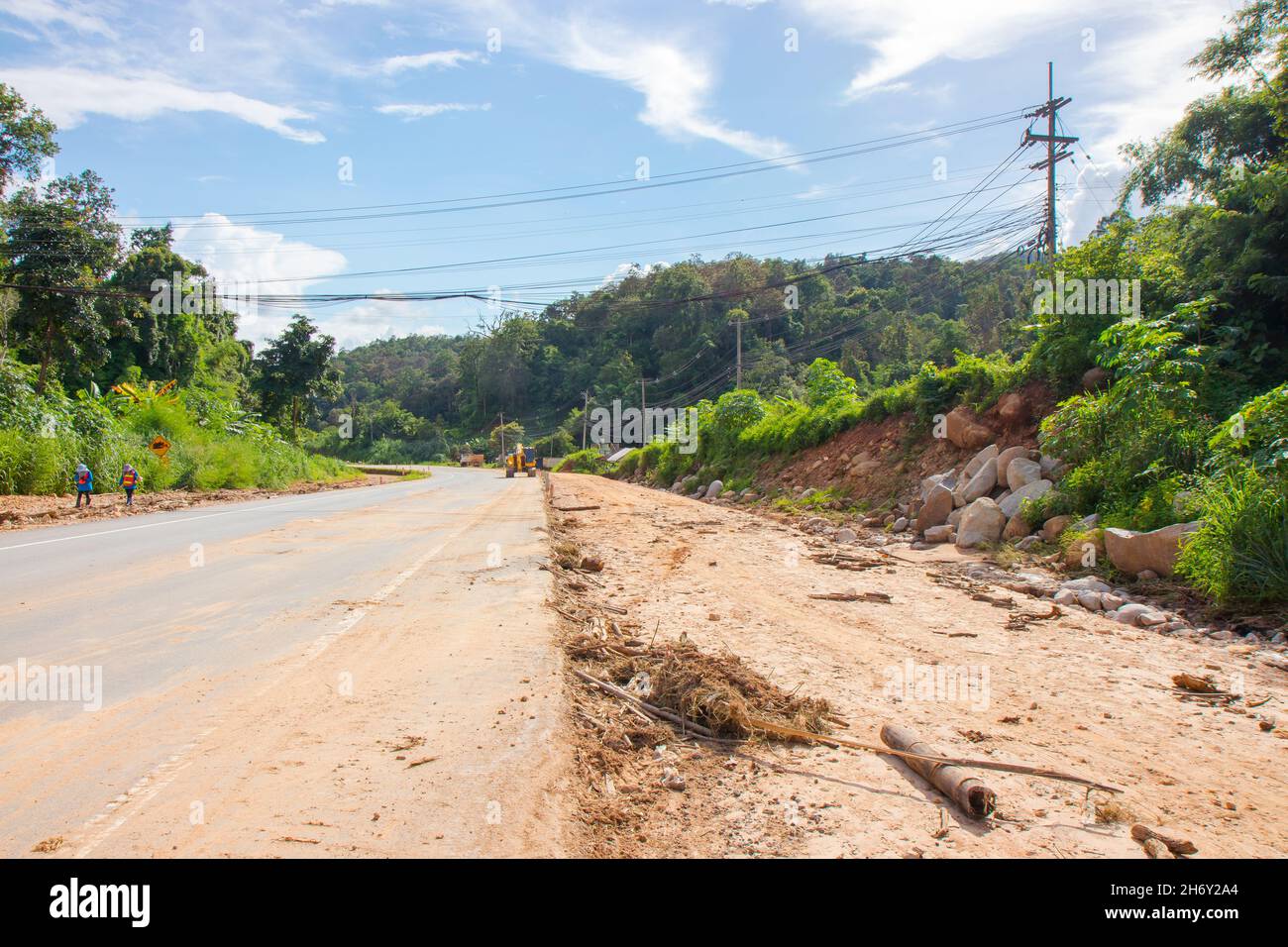 Thailand, Chiangrai - Chiangmai road 118, after flooding Stock Photo ...